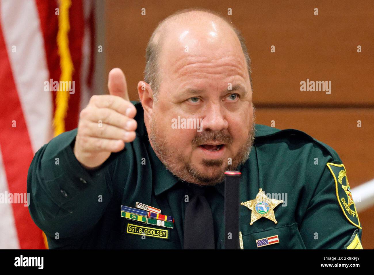 Broward Sheriff's Office Sgt. Brian Goolsby testifies during the trial ...