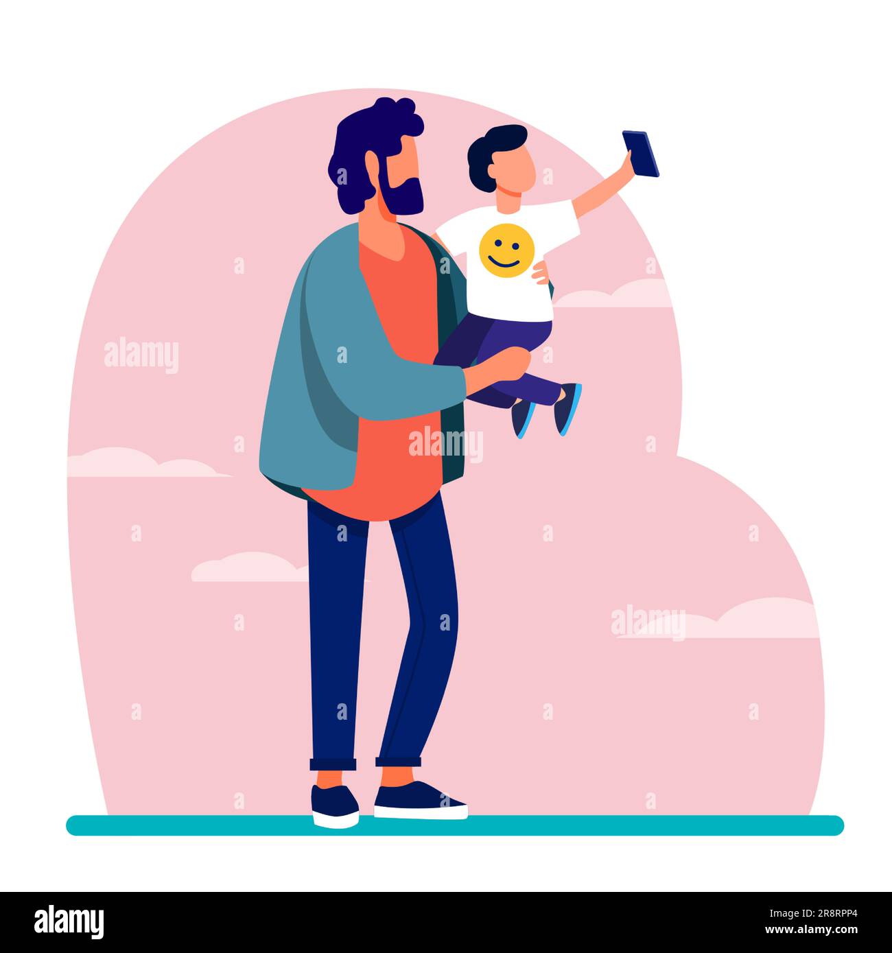 Cartoon illustration mobile phone father Stock Vector Images - Alamy