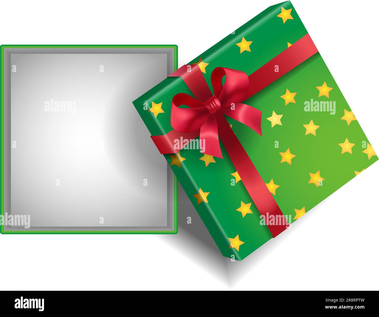 Empty open green gift box. Realistic vector illustration Stock Vector ...