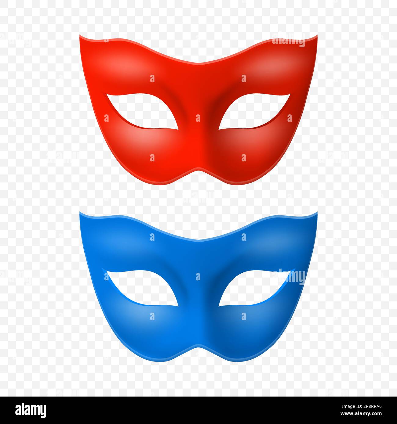 Vector 3d Realistic Blank Red and Blue Carnival Vintage Mask Icon Set ...