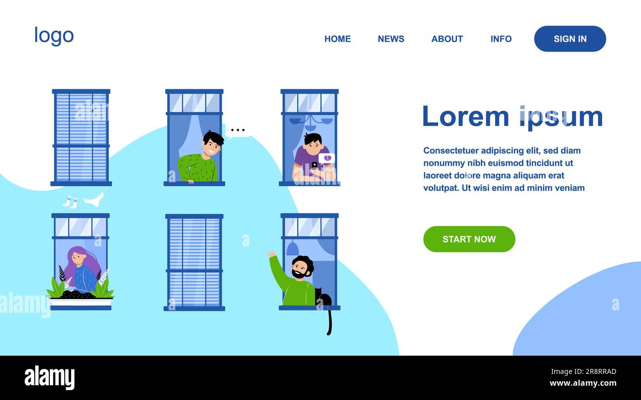 Apartment open windows with friendly neighbors Stock Vector Image & Art ...