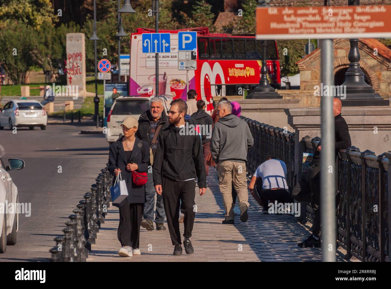 Georgia, Tbilisi - October 30, 2022: Crowd of anonymous people walking ...