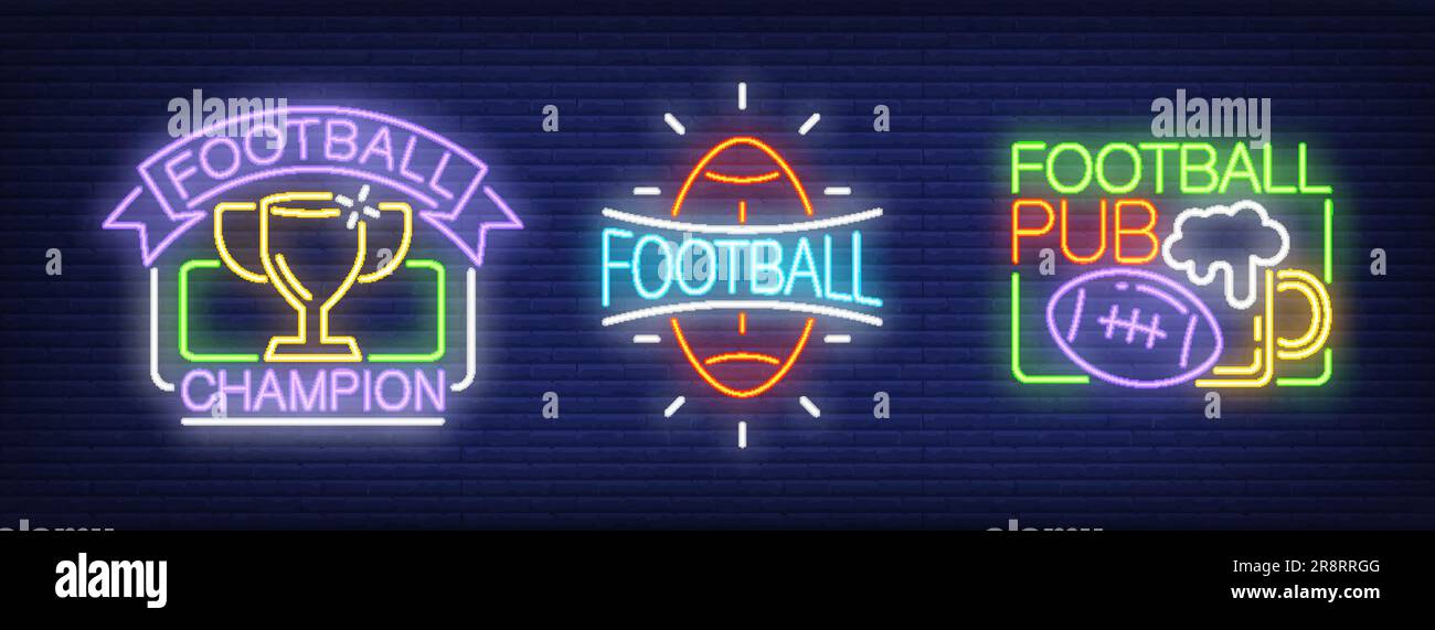 Football champion, pub neon sign set Stock Vector Image & Art - Alamy