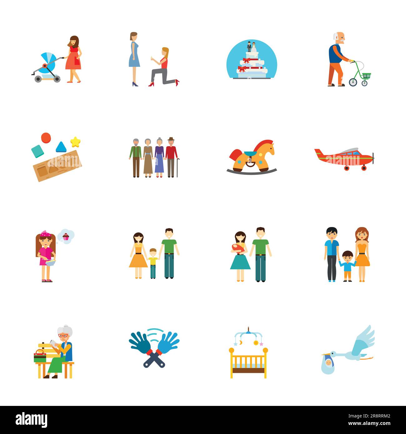 Family stages collection. Colorful flat icon set Stock Vector Image ...