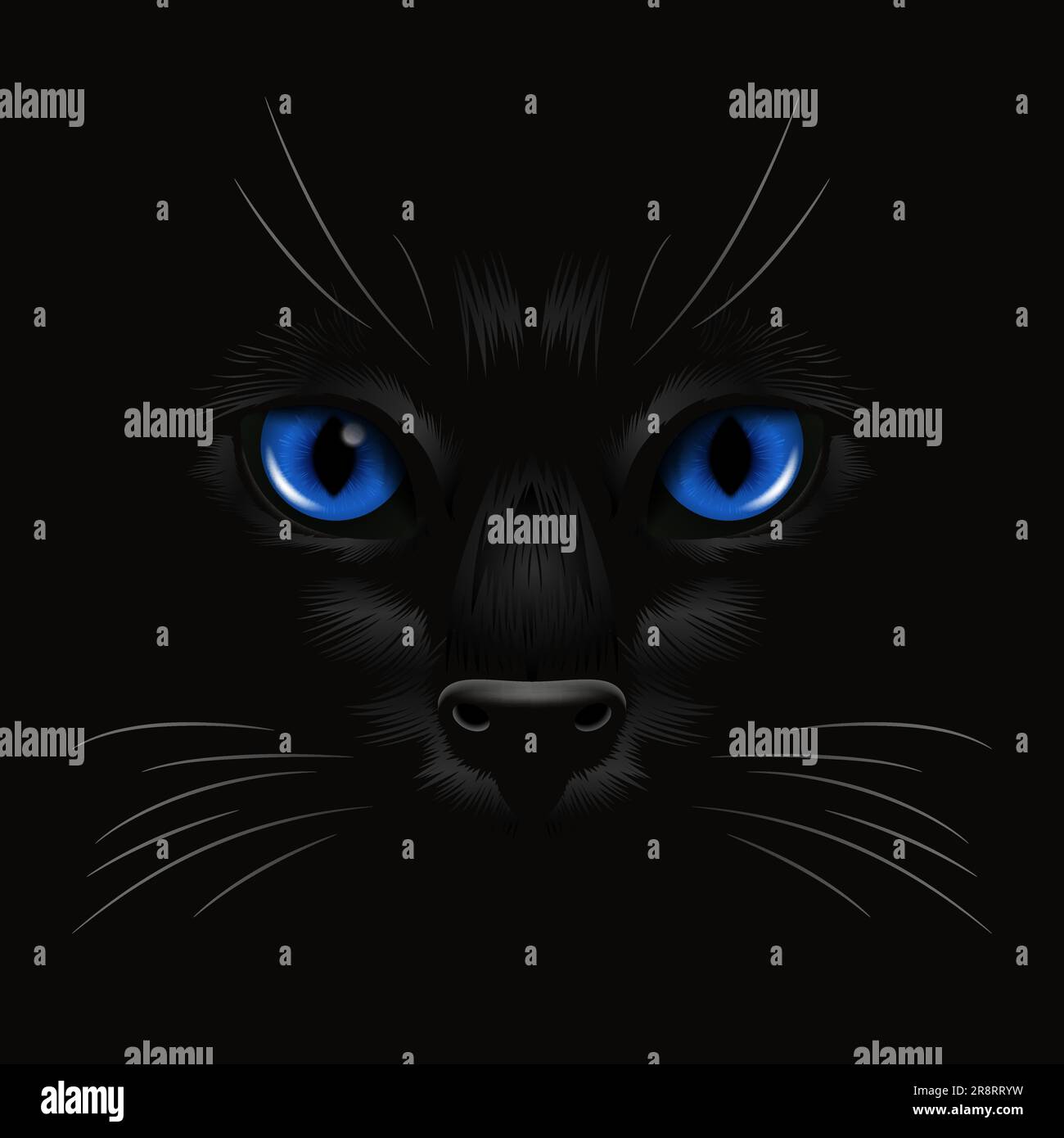 Vector 3d Realistic Red Cats Eye of a Black Cat in the Dark, at Night ...