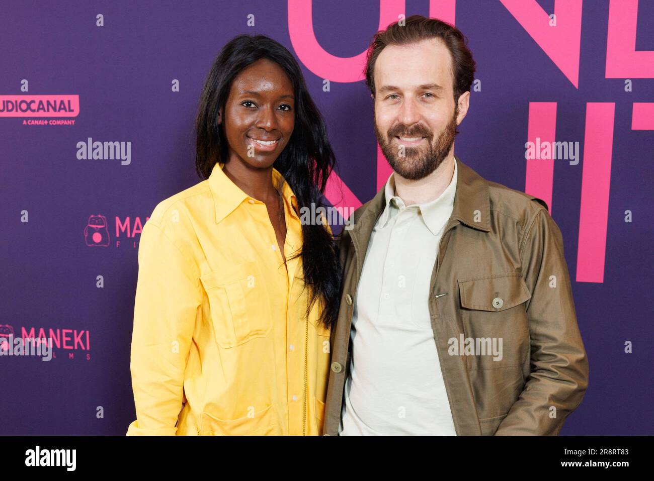 Antoine Gouy and girlfriend Fanta Kaba lors de la premiere du film Une ...