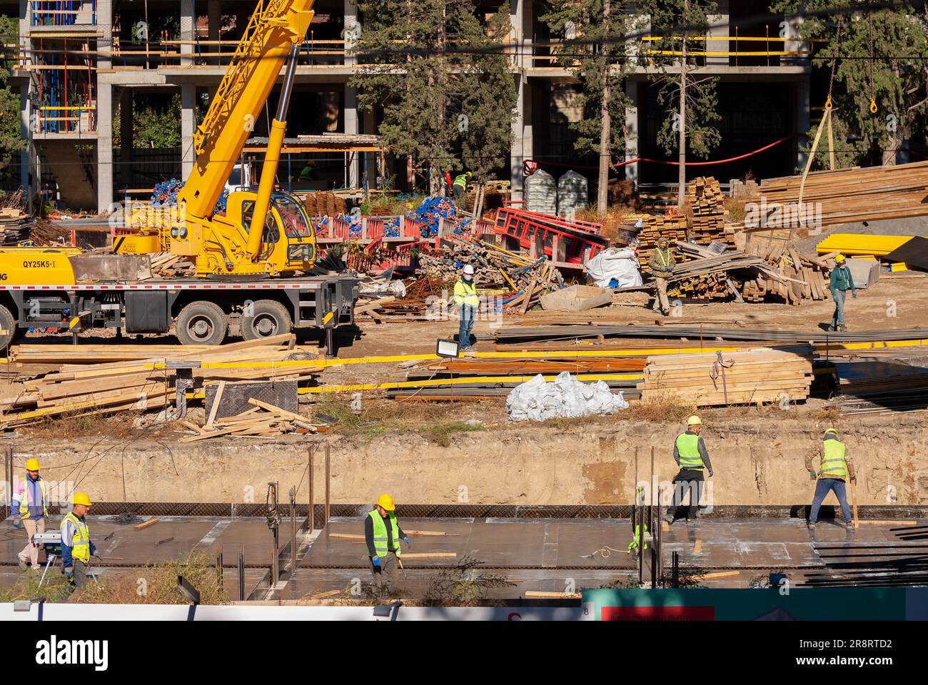 Georgia, Tbilisi - November 8, 2020: The process of building a house ...