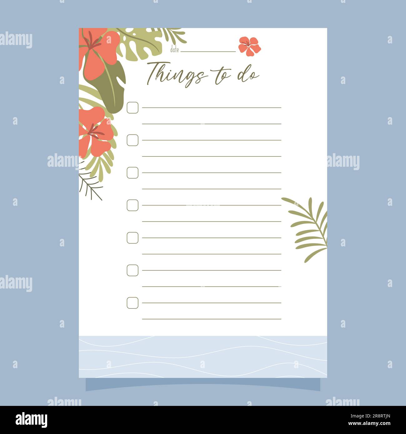 Printable to-do list concept, with tropical exotic background. Vector ...