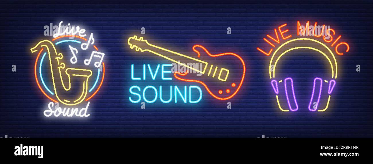 Neon sign guitar night Stock Vector Images - Alamy