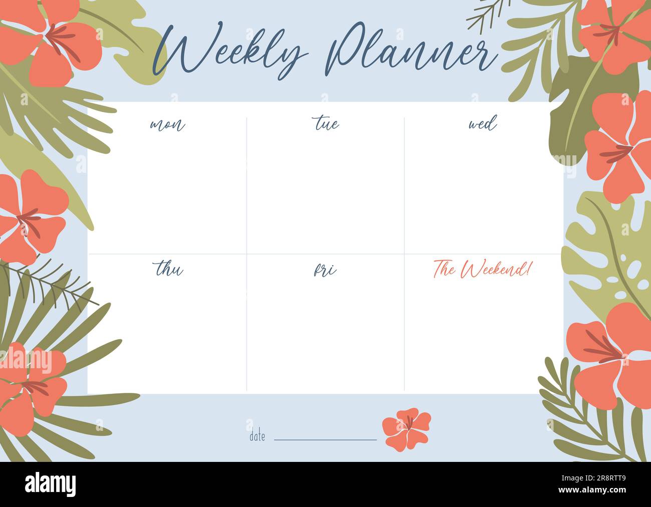 Printable weekly planner concept, with tropical exotic background ...
