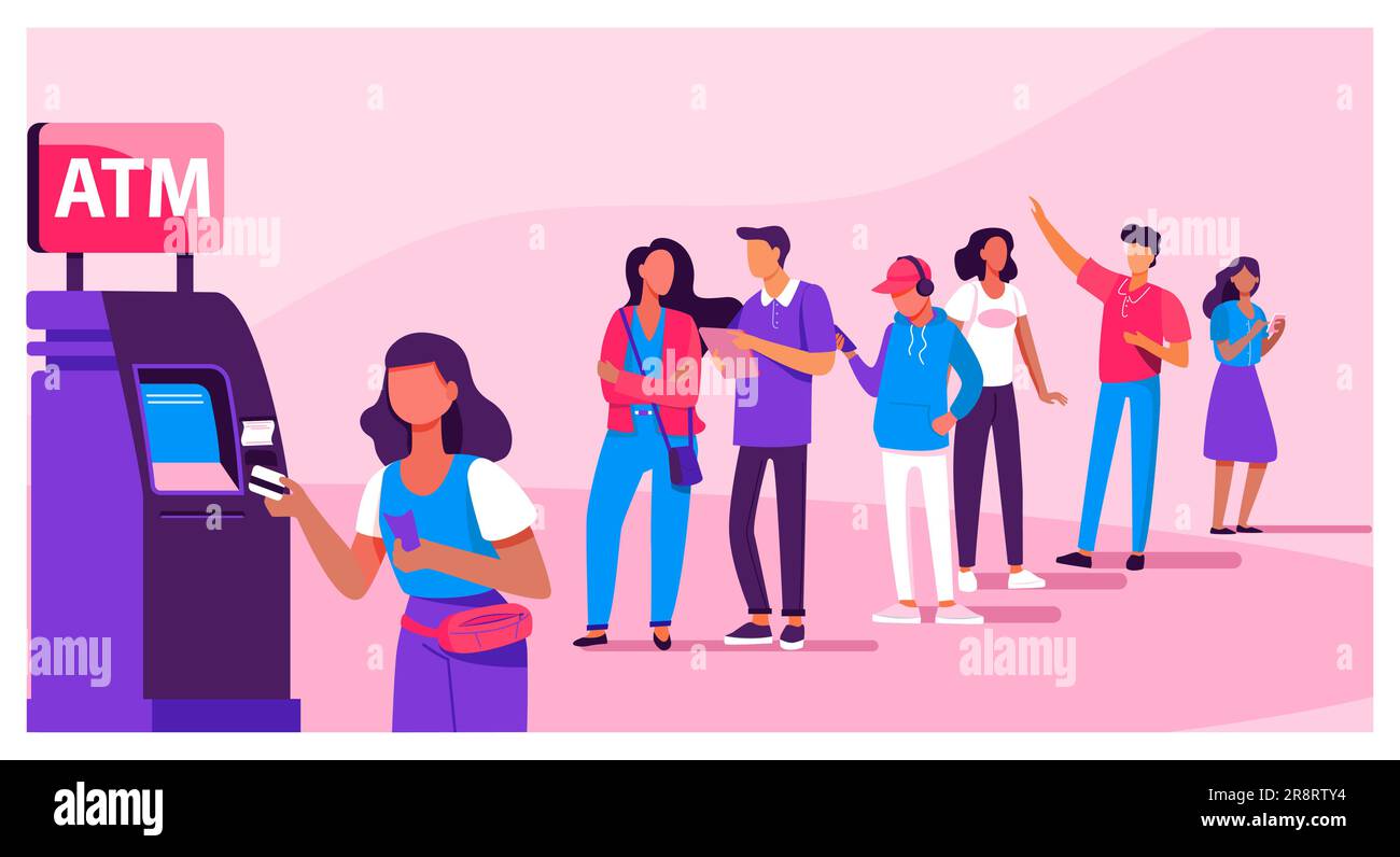 Queue atm Cut Out Stock Images & Pictures - Alamy