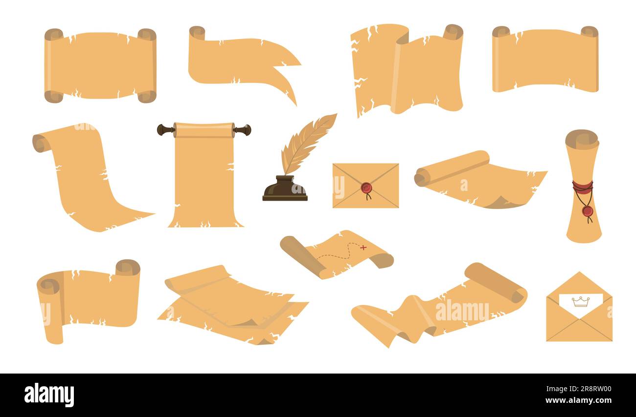 Cartoon ancient scrolls flat icon kit Stock Vector Image & Art - Alamy