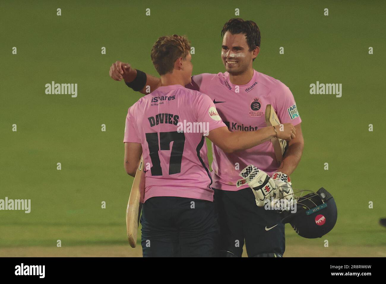 London, UK. 22nd June, 2023. Middlesex's Jack Davies and Max Holden ...