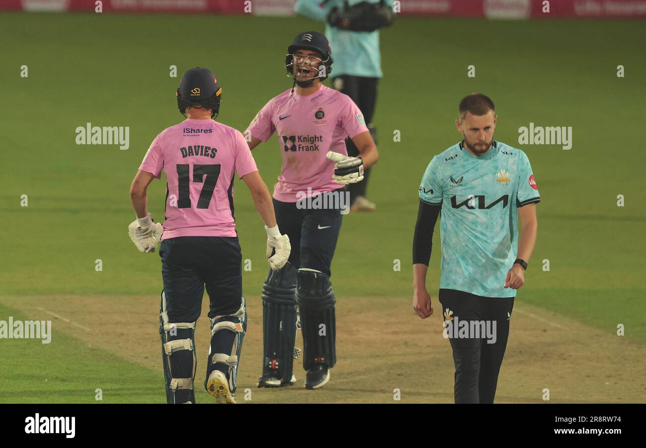 London, UK. 22nd June, 2023. Middlesex's Jack Davies and Max Holden ...