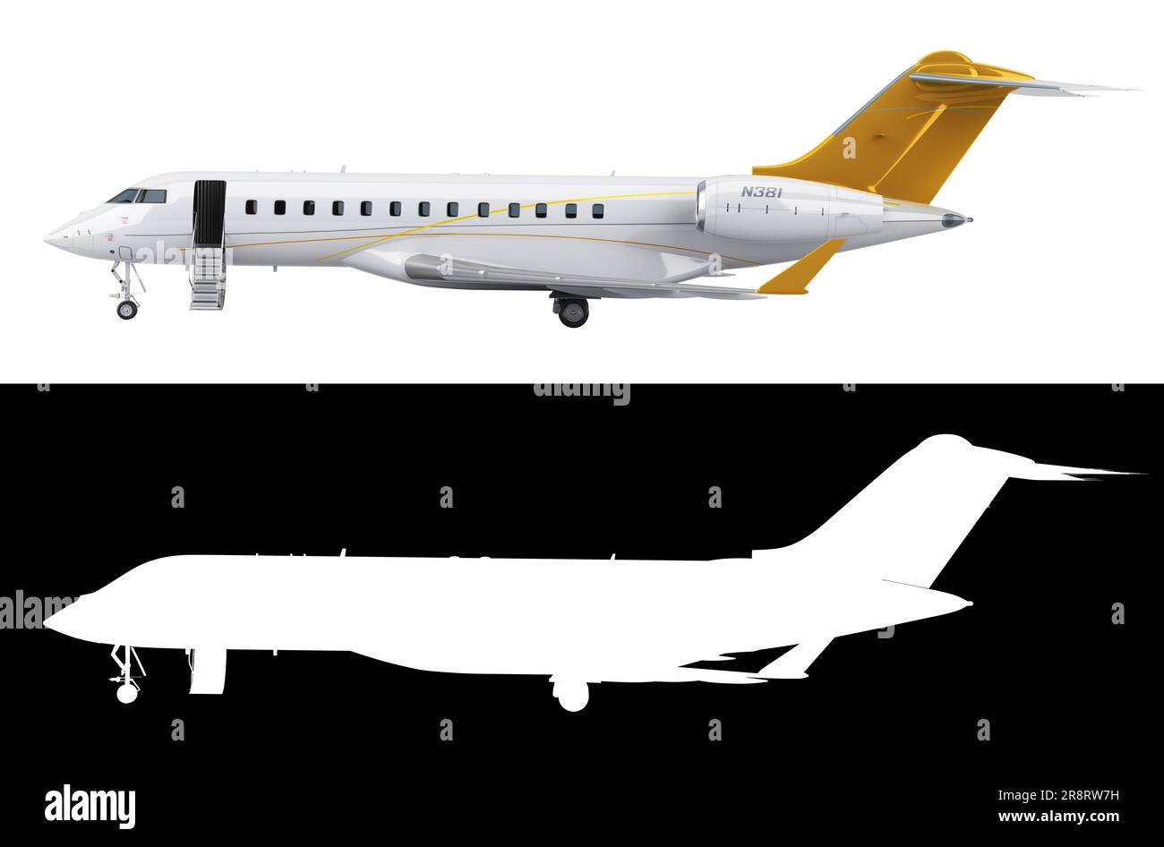 new passenger plane with open doors left side view travel concept 3d ...