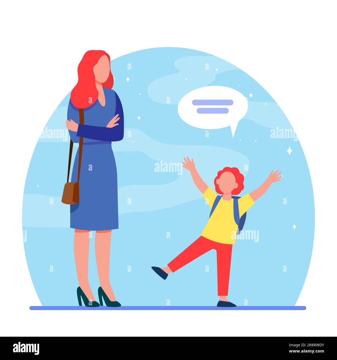 Mom with folded hands listening kid Stock Vector Image & Art - Alamy