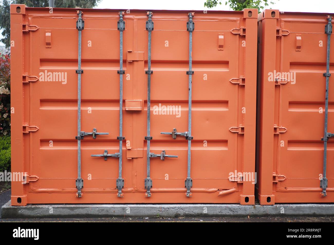 Red shipping container cargo background Stock Photo - Alamy