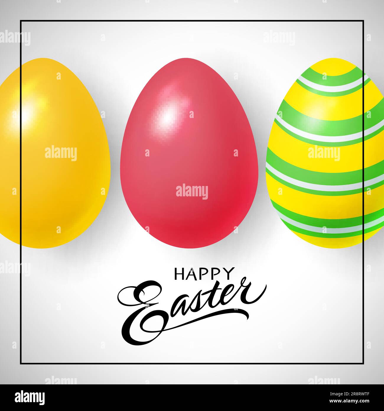 Easter Lettering in Frame with Three Eggs Stock Vector Image & Art - Alamy
