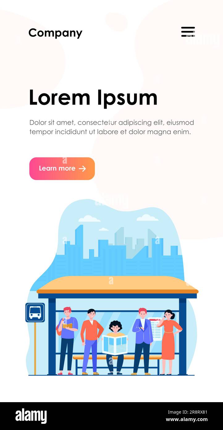 Passengers waiting city bus Stock Vector Images - Alamy