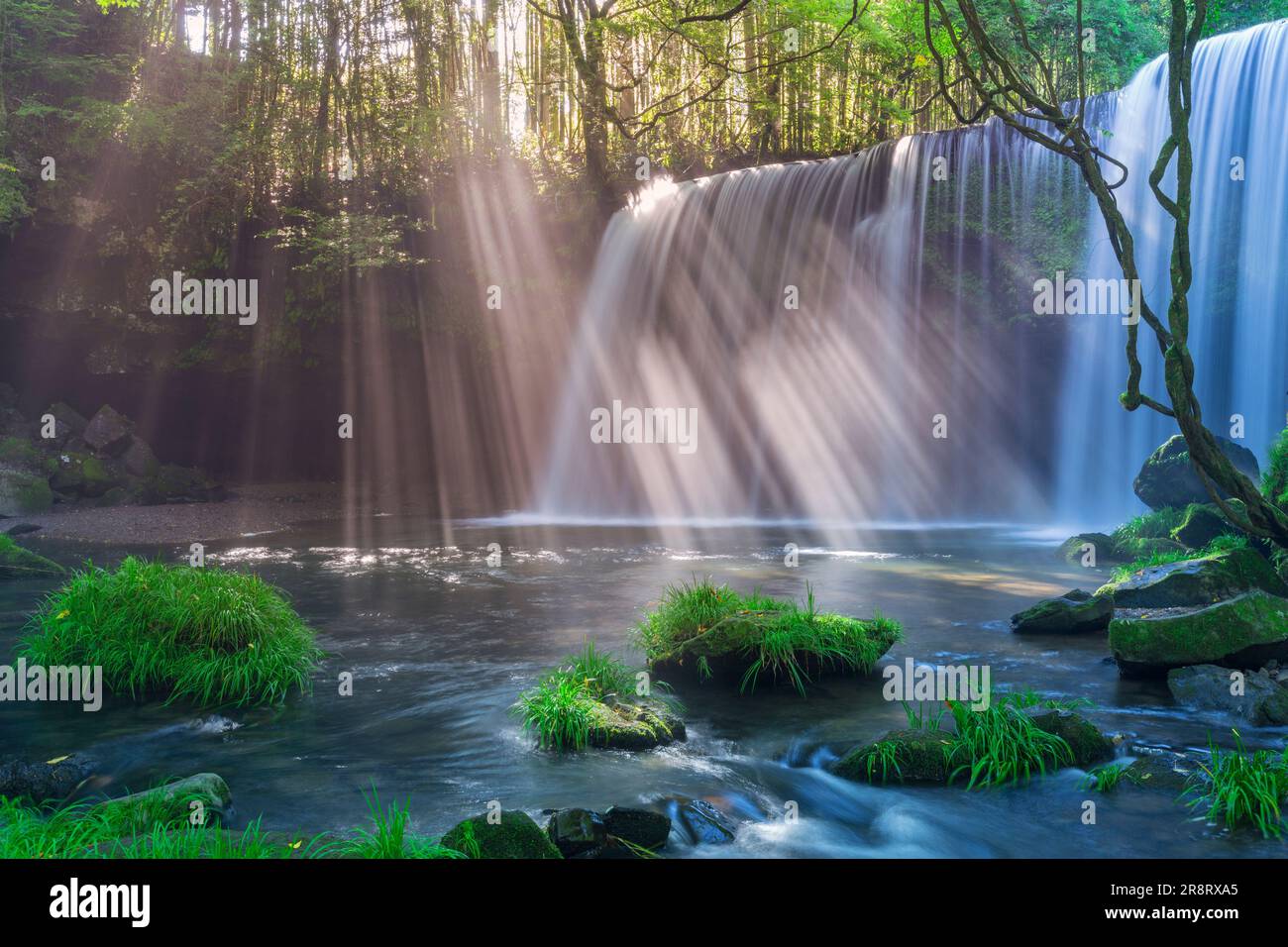 A beam of light at Nabegadaki waterfall Stock Photo - Alamy