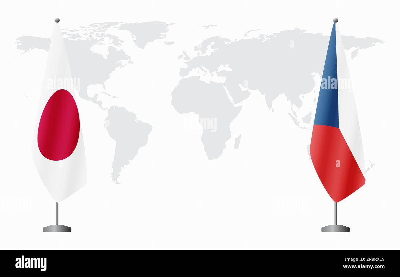 Japan and Czech Republic flags for official meeting against background ...