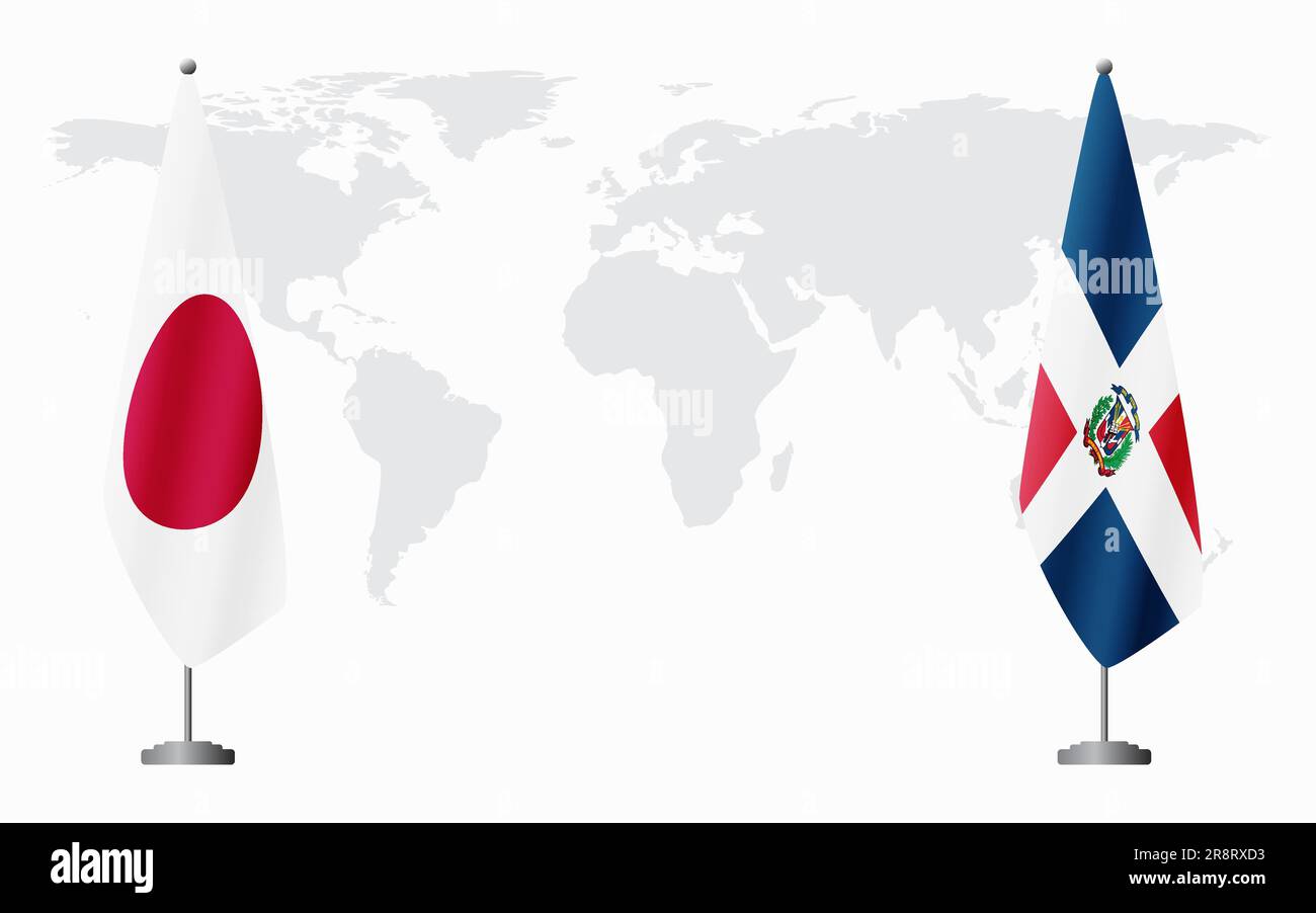 Japan and Dominican flags for official meeting against background of ...