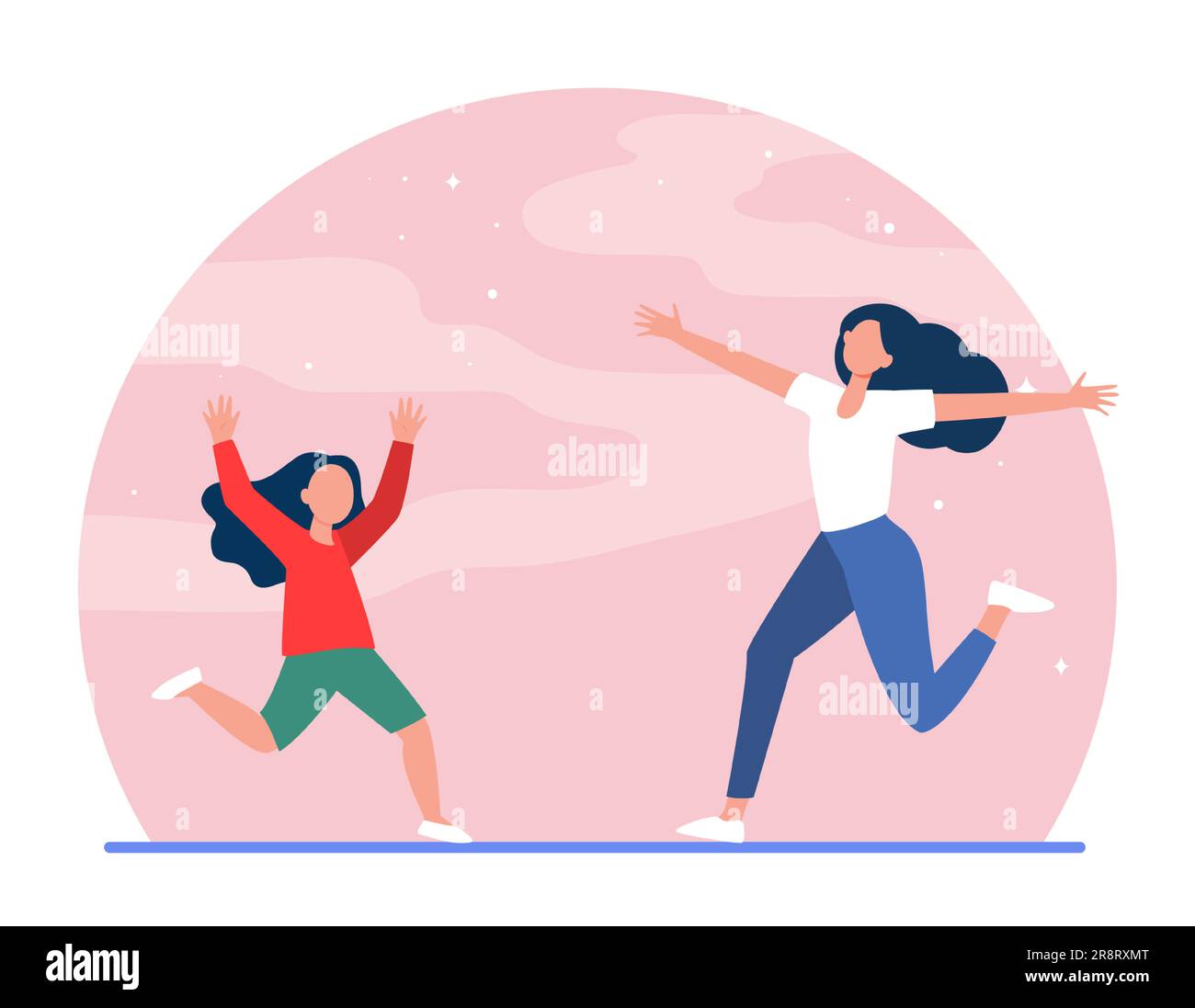 Mom and little daughter running to each other Stock Vector Image & Art ...