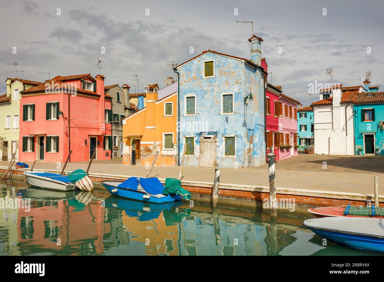 The Burano island near Venice, a canal with colorful houses, Italy, Europe Stock Photo - Alamy