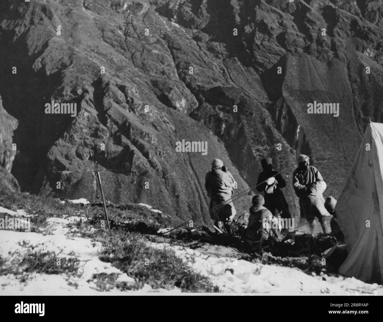 "Abominable Snowman Expedition" -- Charles Stonor's camp in typical ...