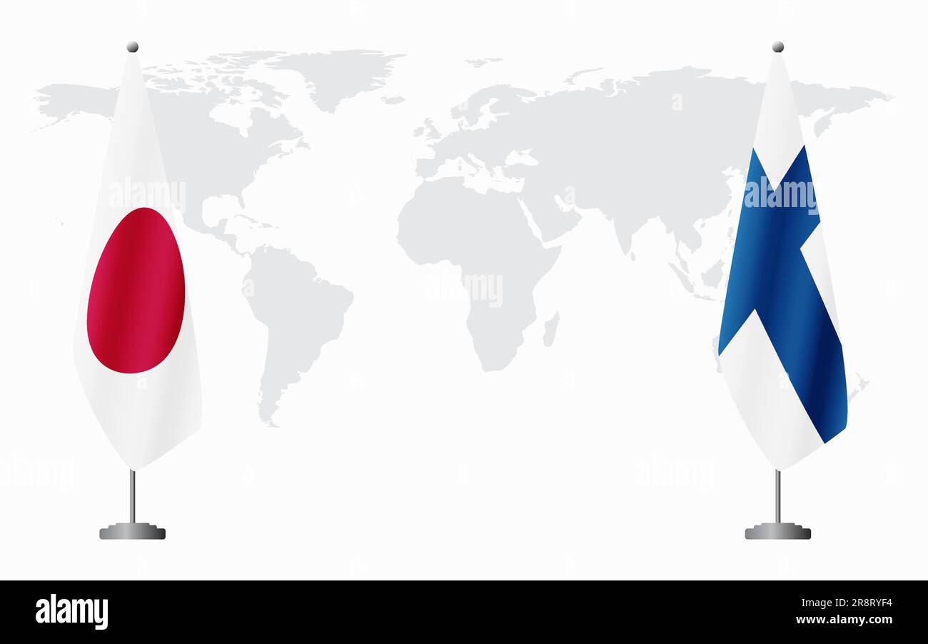 Japan and Finland flags for official meeting against background of ...