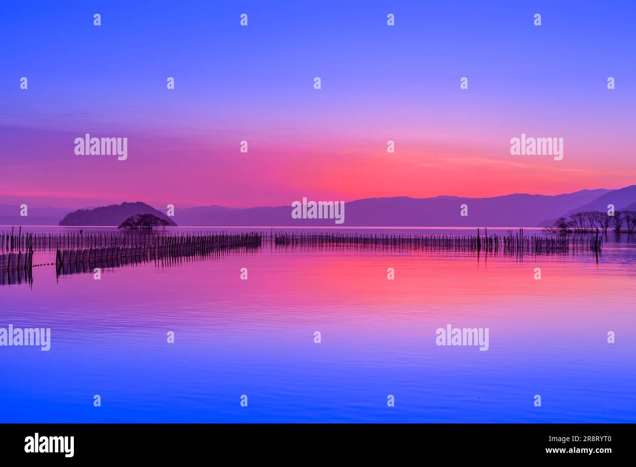 Evening view of Lake Biwa Stock Photo - Alamy