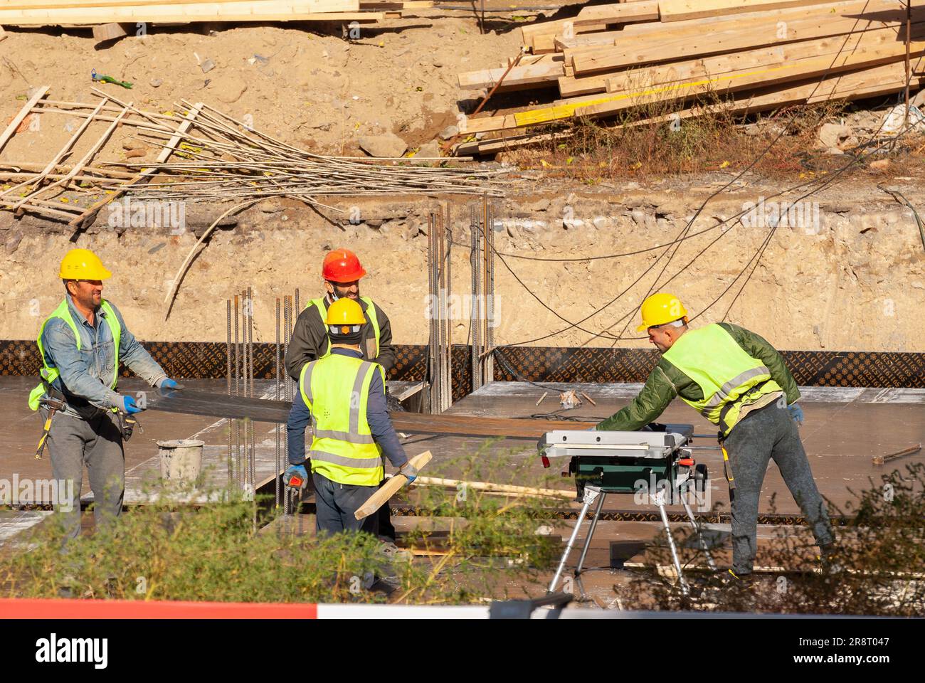 Georgia, Tbilisi - November 8, 2020: The process of building a house ...