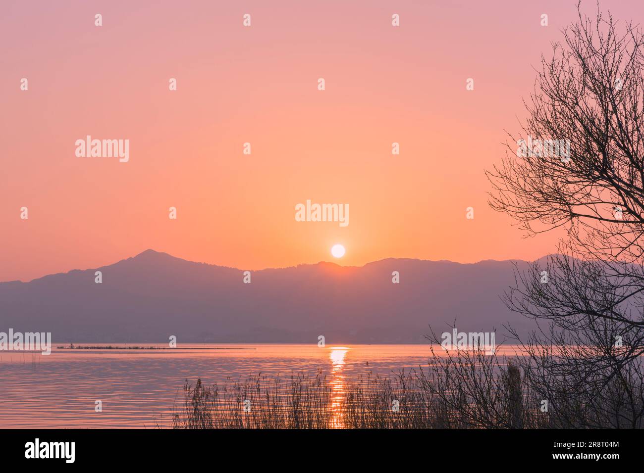 Sunset at Lake Biwa Stock Photo - Alamy