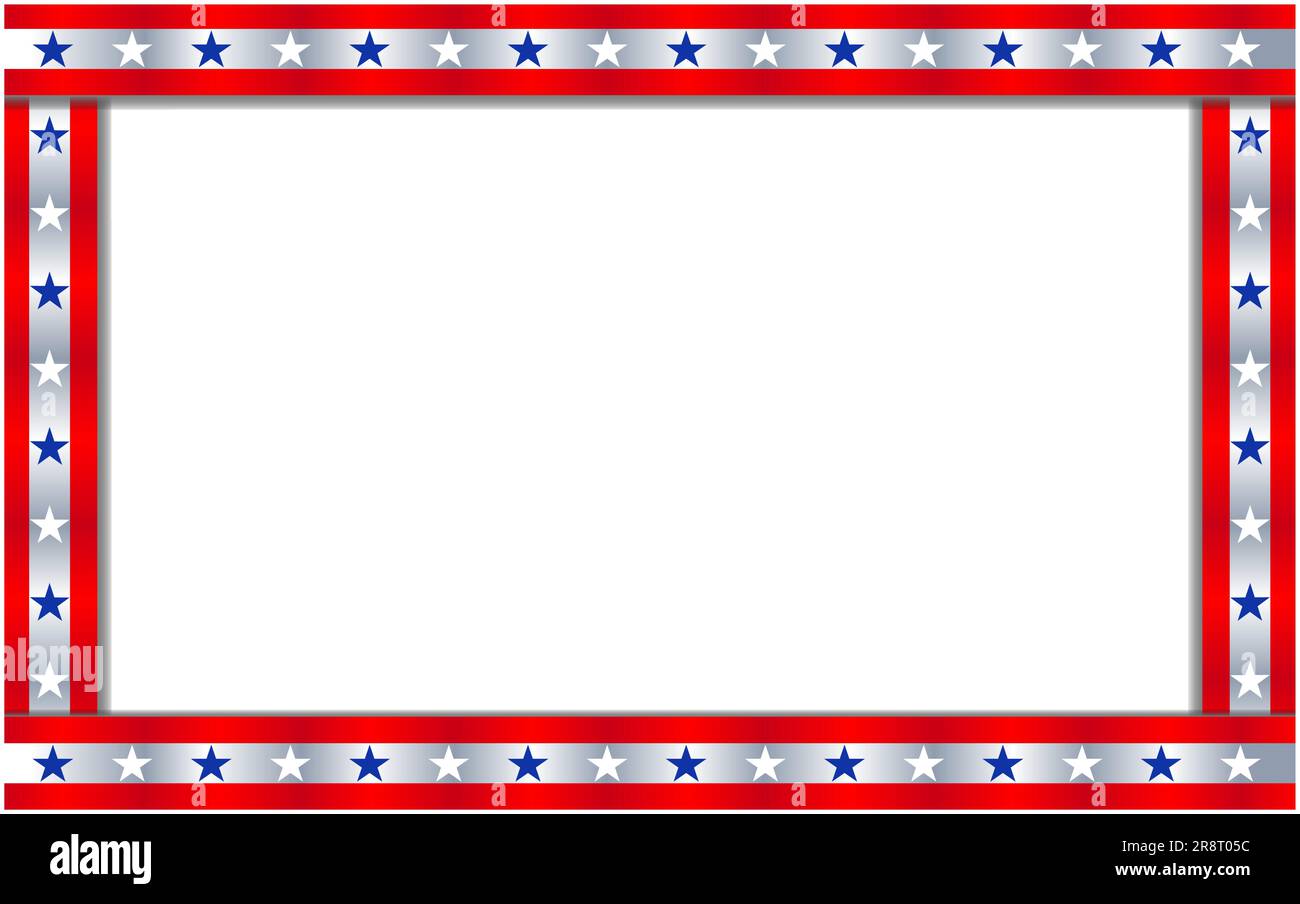 Decorative frame with the symbols of the United States flag with an ...