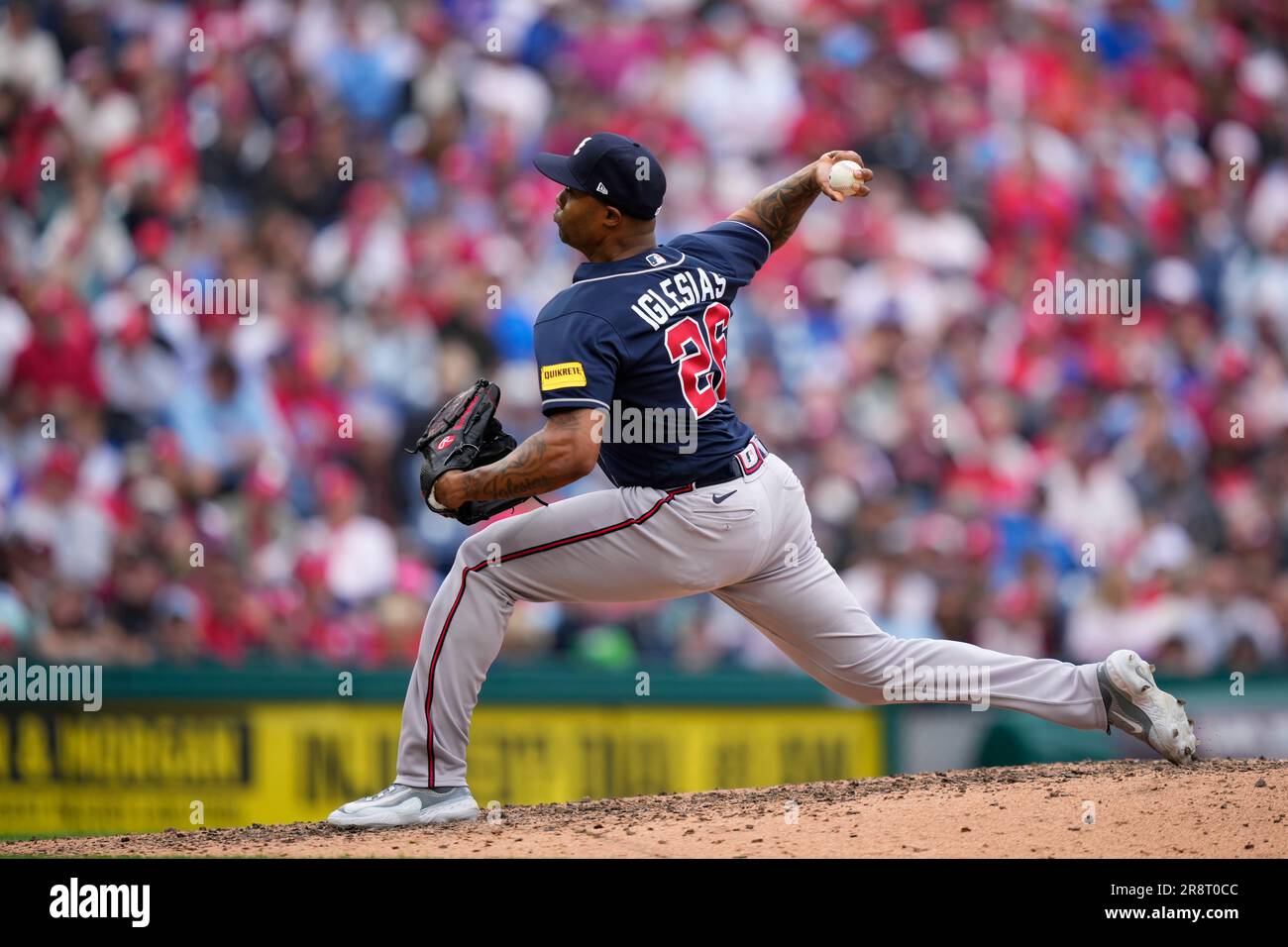 Atlanta Braves' Raisel Iglesias plays during a baseball game, Thursday ...