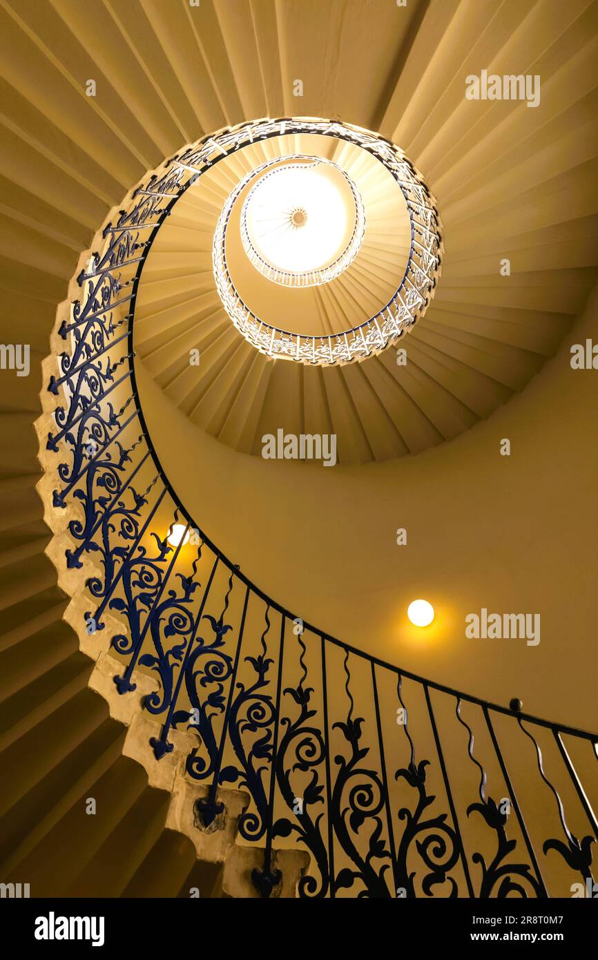 England, London, Greenwich, The Queen's House, The Tulip Staircase ...