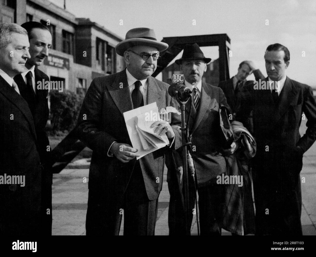 Mr. Constantine Isaldaris, Prime Minister of Greece, recording a ...