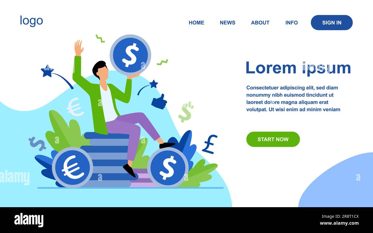 Happy businessman earning money flat vector illustration Stock Vector ...