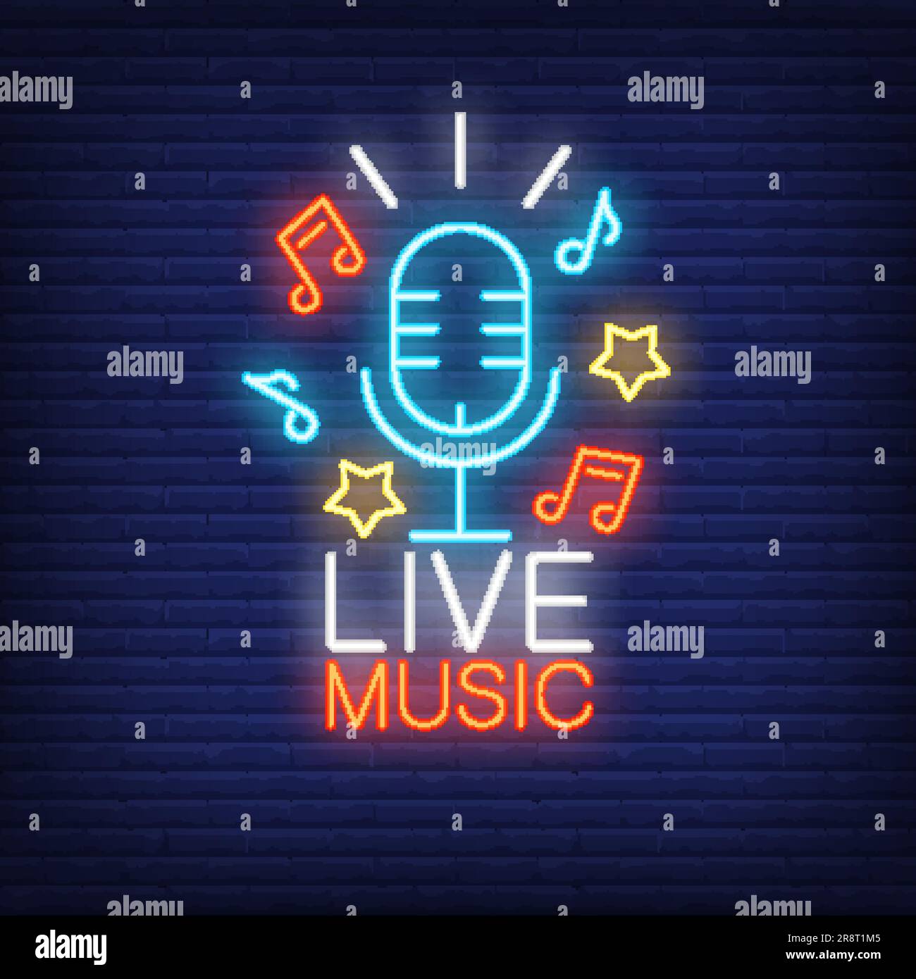 Live Music Neon Sign with Microphone Stock Vector Image & Art - Alamy