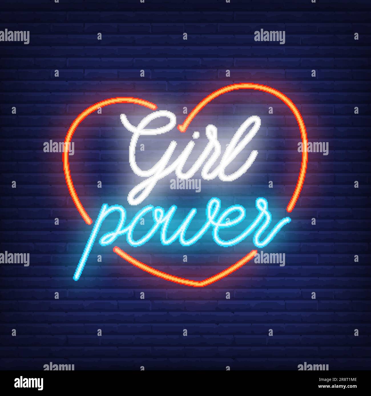 Girl power neon text in heart outline Stock Vector Image & Art - Alamy