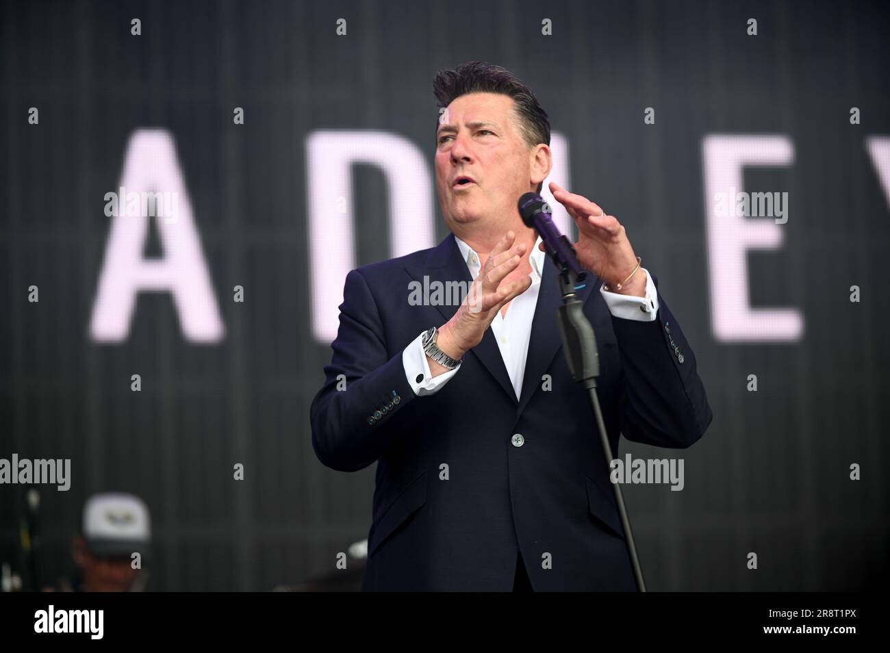 English pop singer, Tony Hadley performs at Lets Rock Leeds 80s ...