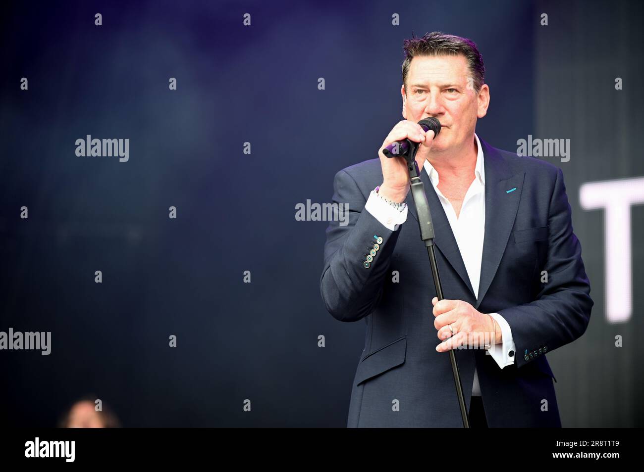 English pop singer, Tony Hadley performs at Lets Rock Leeds 80s ...