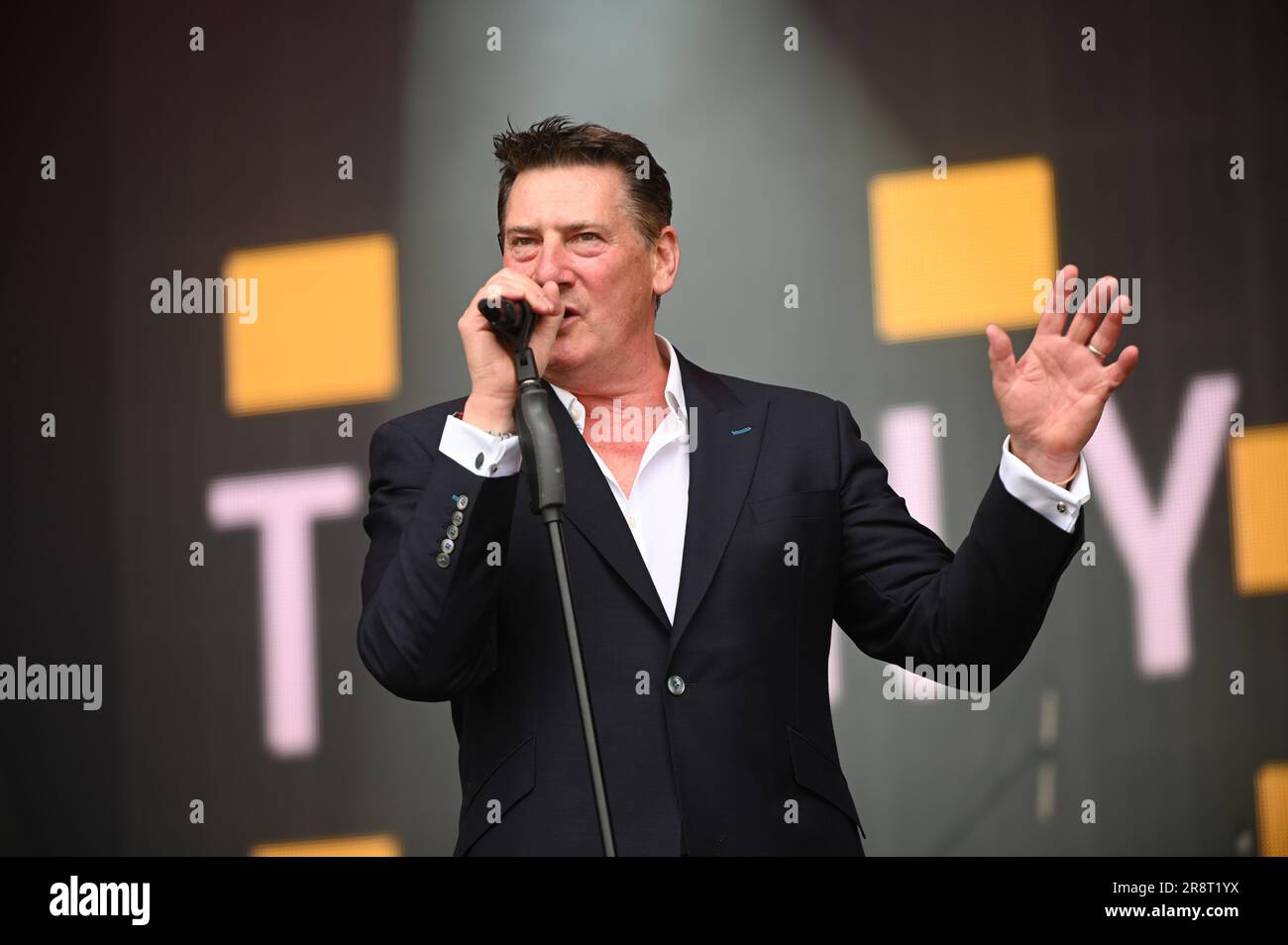 English pop singer, Tony Hadley performs at Lets Rock Leeds 80s ...