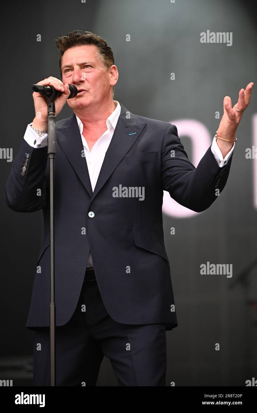 English pop singer, Tony Hadley performs at Lets Rock Leeds 80s ...