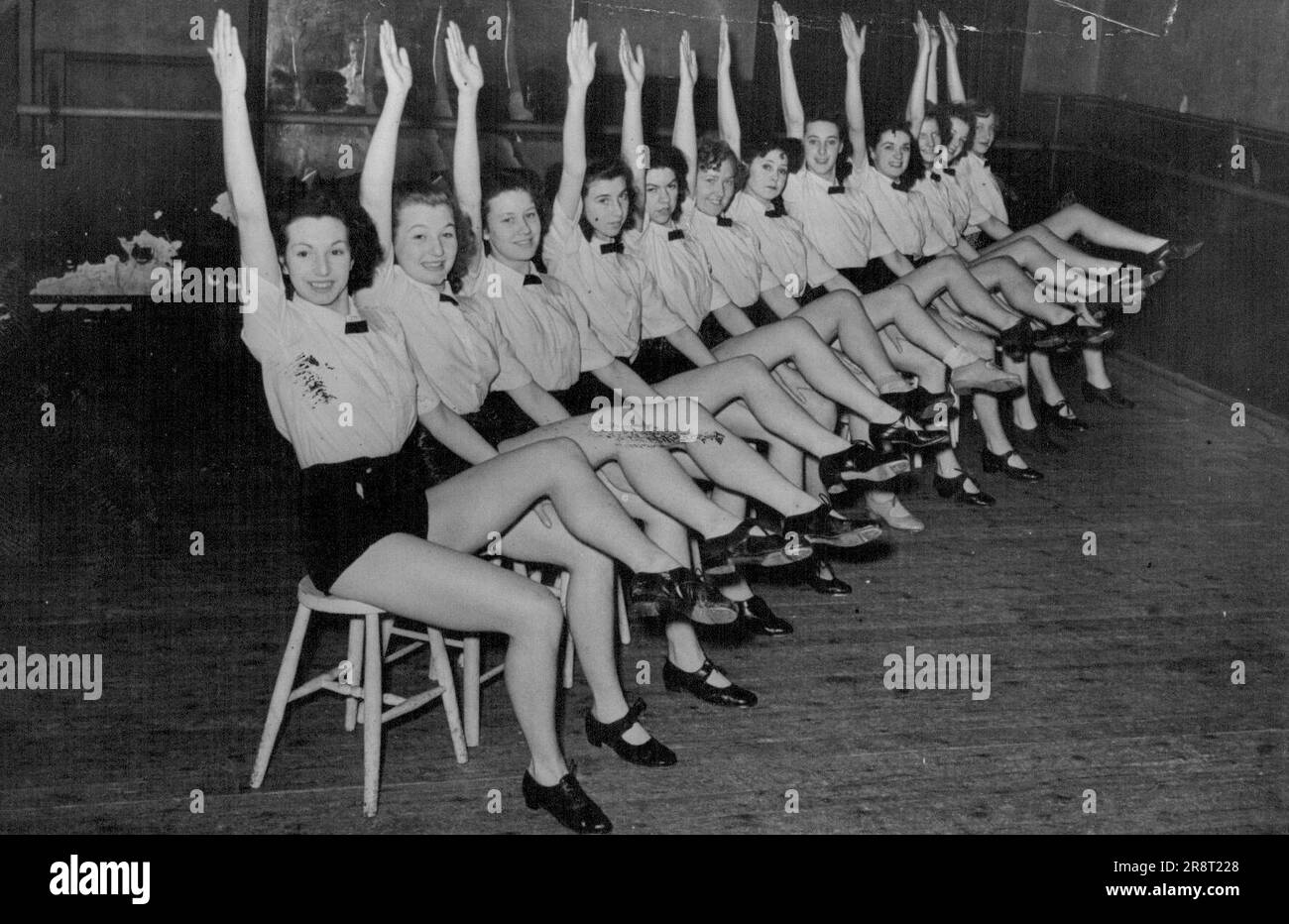 Ready For The Christmas Pantomimes. A team of the famous Tiller Girls ...