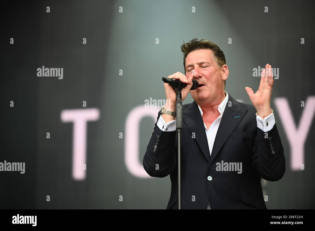 English pop singer, Tony Hadley performs at Lets Rock Leeds 80s ...