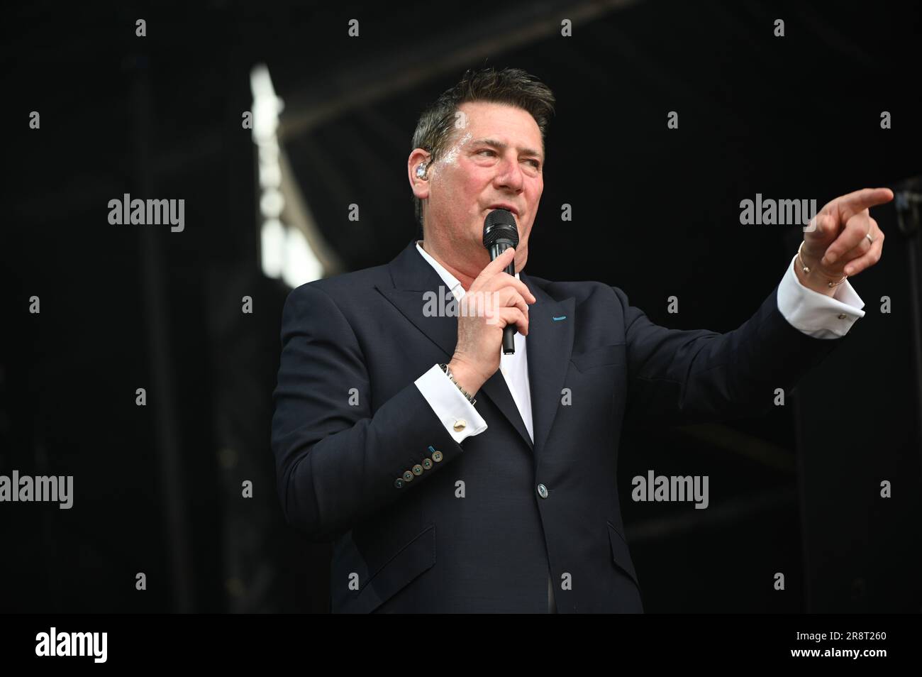 English pop singer, Tony Hadley performs at Lets Rock Leeds 80s ...