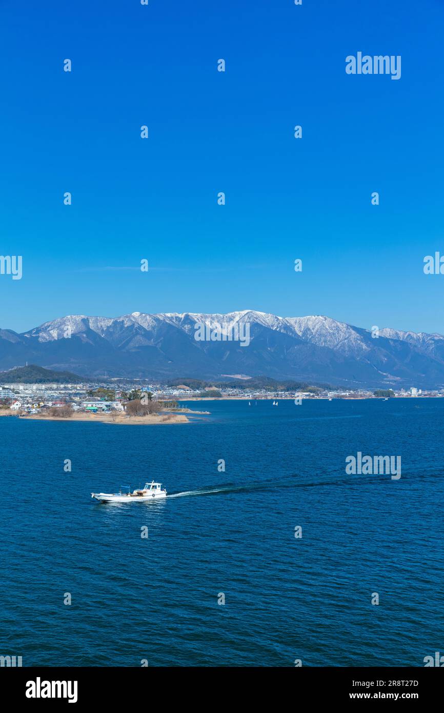 Mt. Hira and Lake Biwa in snow Stock Photo - Alamy