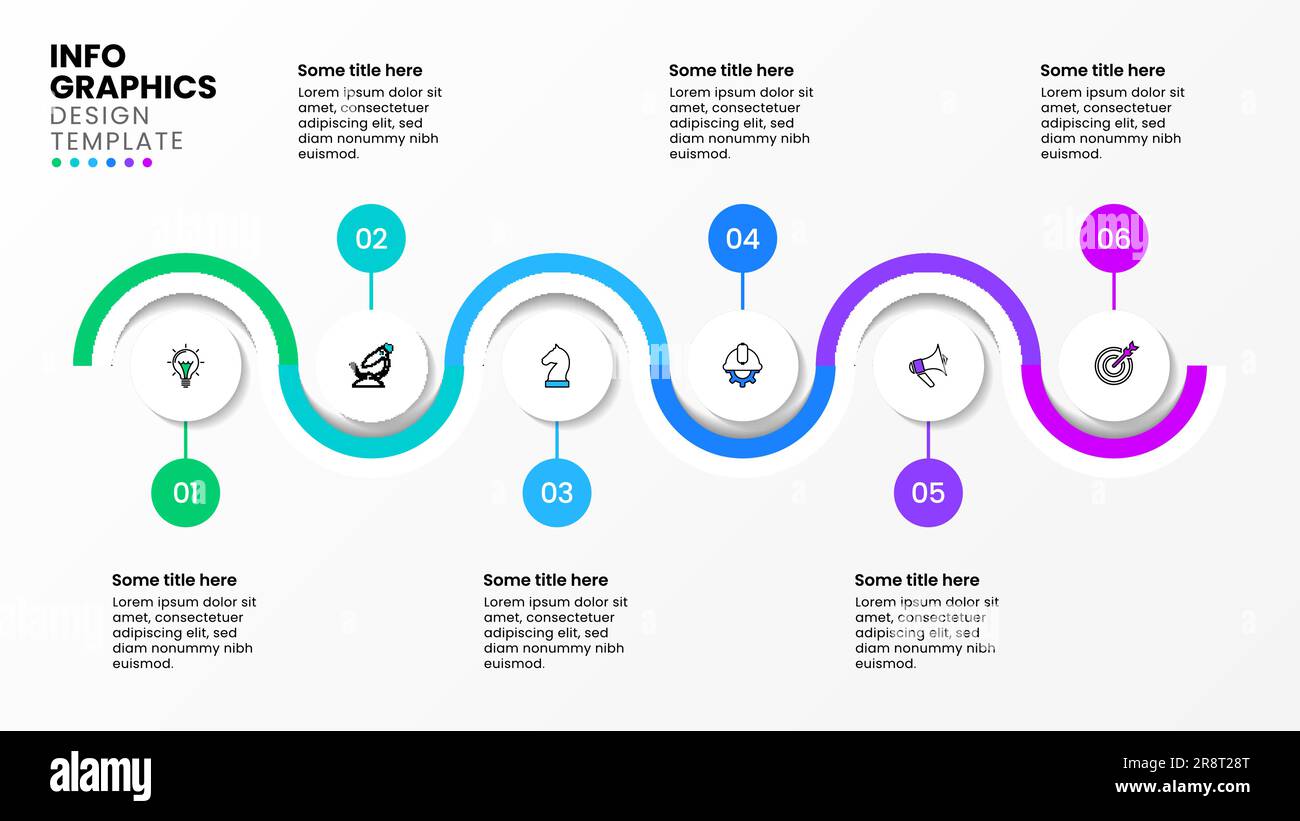 Infographic template with icons and 6 options or steps. Abstract line ...