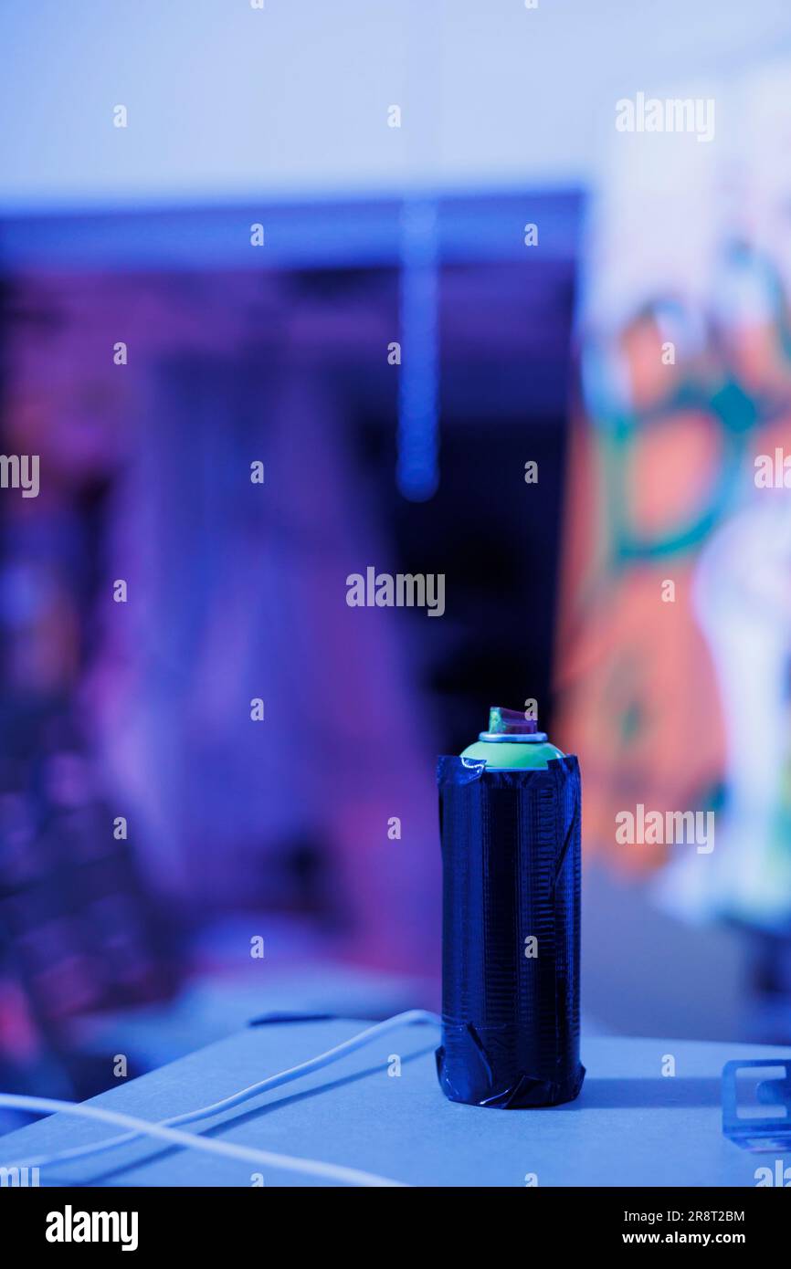 Aerosols cans used for graffiti artwork on rusty walls, spray paint ...